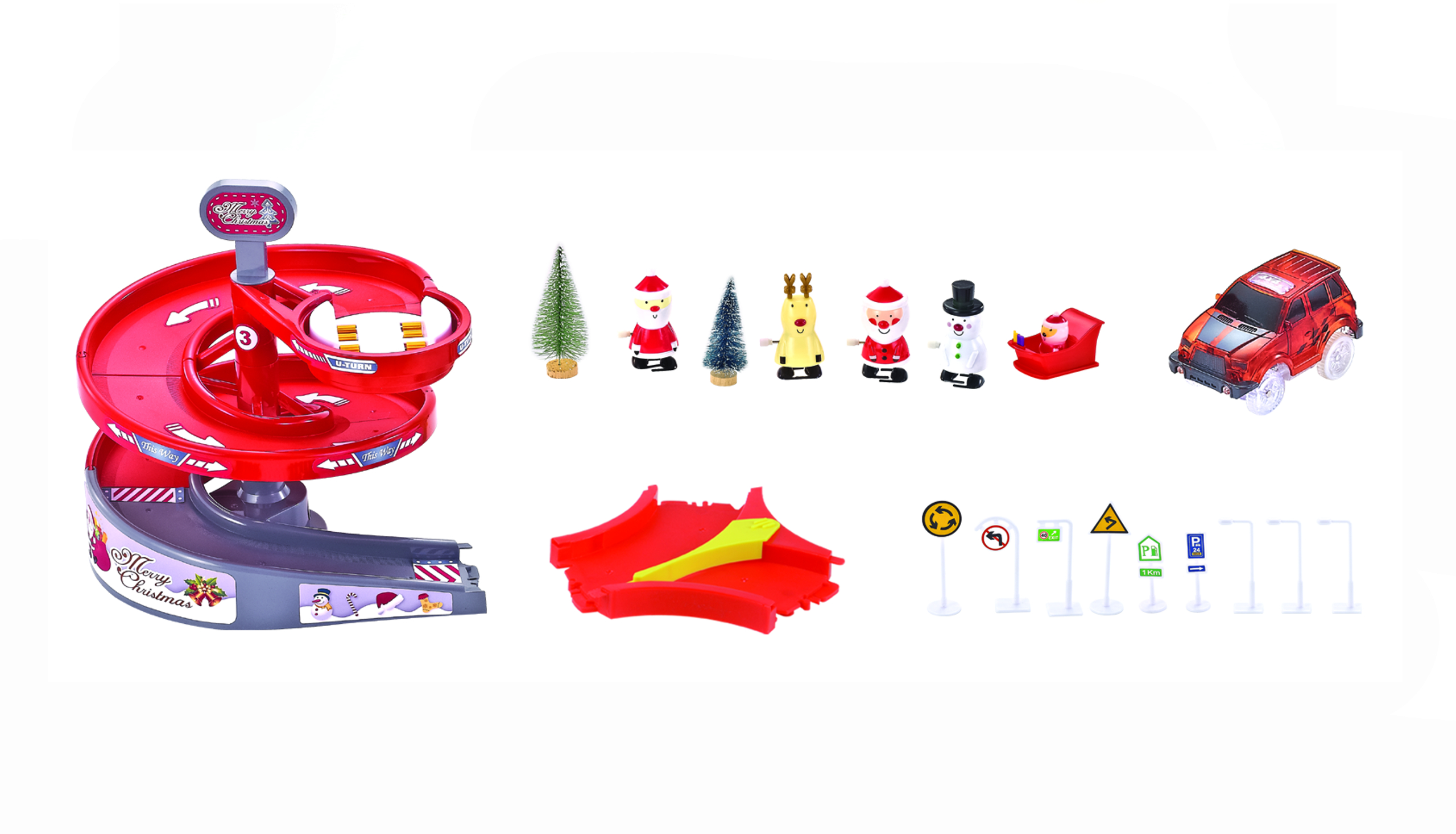 Magic Traxx Weihnachts Strecke 168-teilig mit LED-Fahrzeug - amewi.com