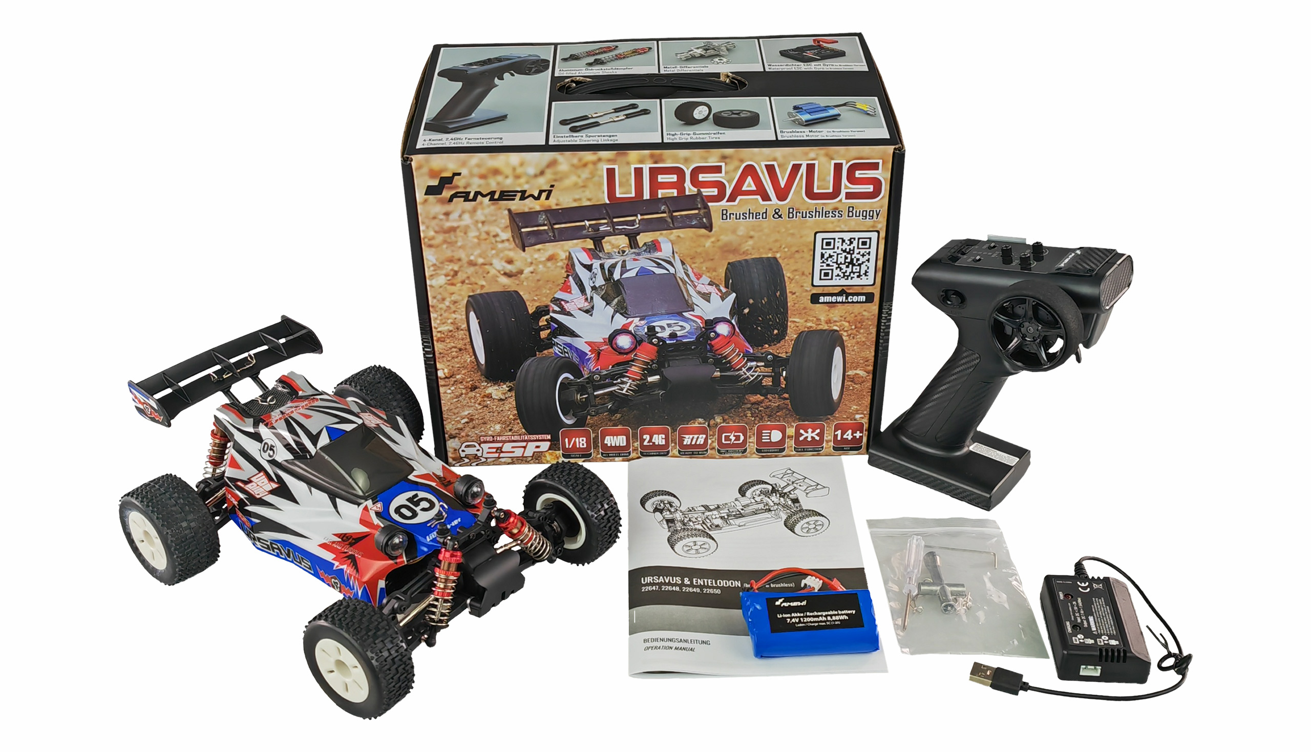 Ursavus Pro Buggy brushless 4WD 1:18 RTR - amewi.com