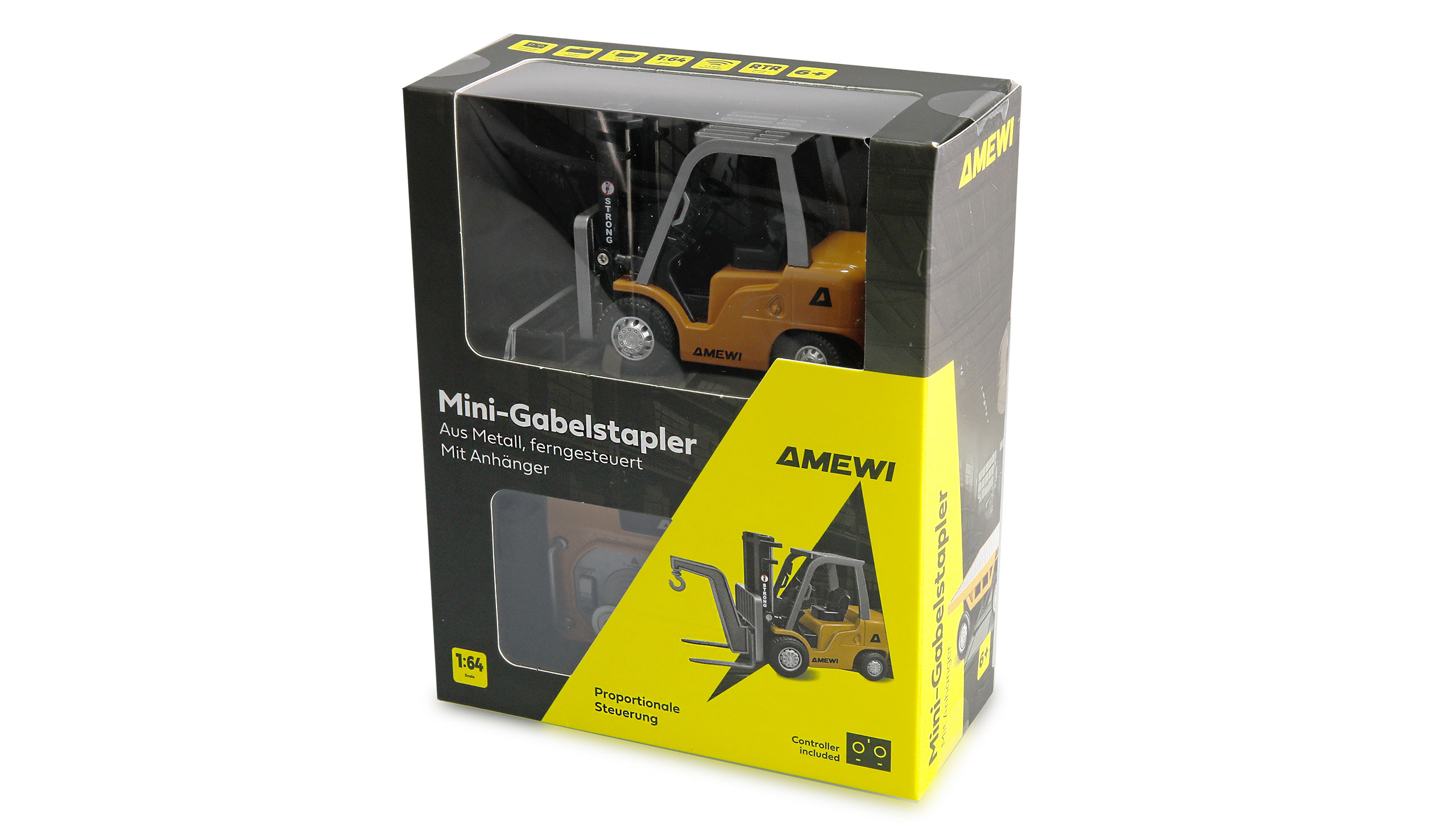 Mini-Gabelstapler aus Metall, mit Anhänger, proportional 8-Kanal 1:64 ...
