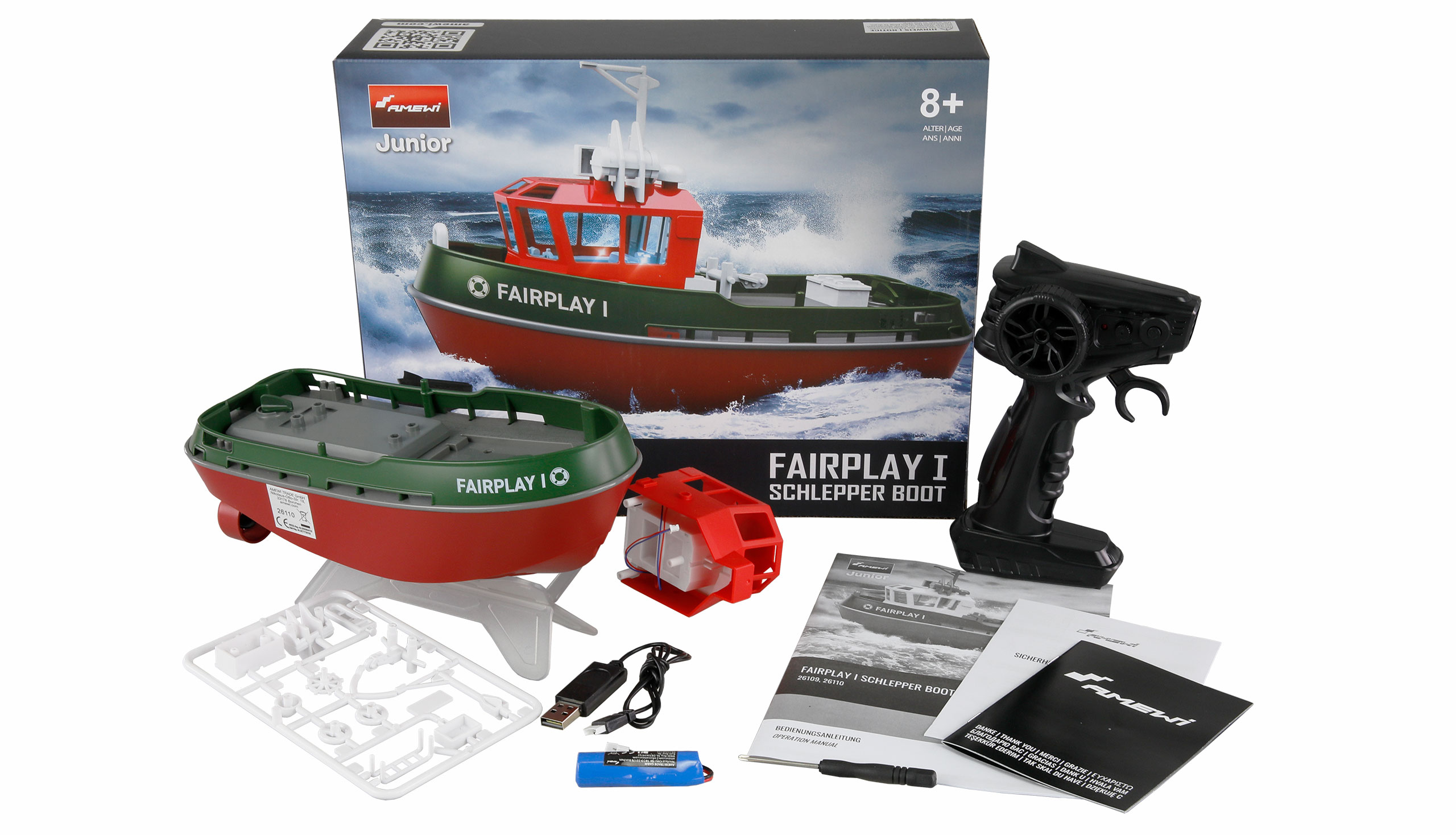 Fairplay I Schlepper Boot 1:72 RTR grün - amewi.com